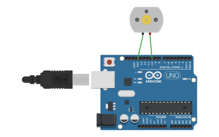 Circuit design Motor DC con arduino uno - Tinkercad