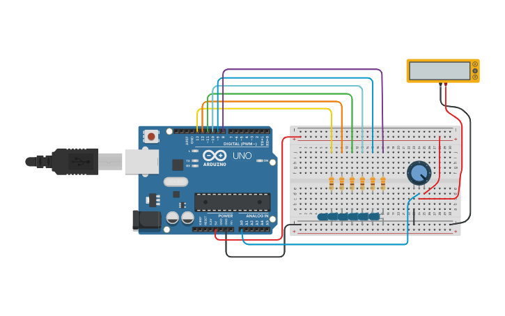 Circuit design Bar Graph display of Analog Value (POT) - Tinkercad