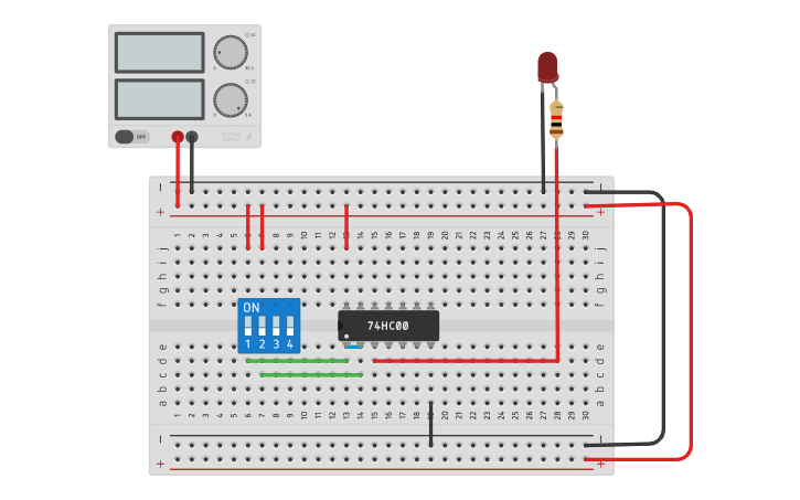 Circuit design NOT gate using NAND gate | Tinkercad