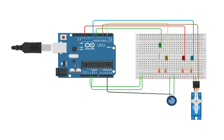 Circuit Design Led Und Servo Mit Potentiometer Steuern Tinkercad