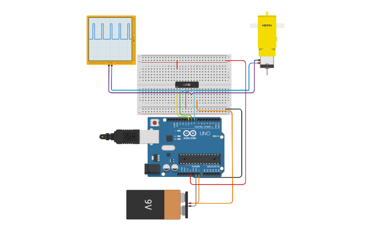 Circuit design DC Motor Sürücü - Tinkercad