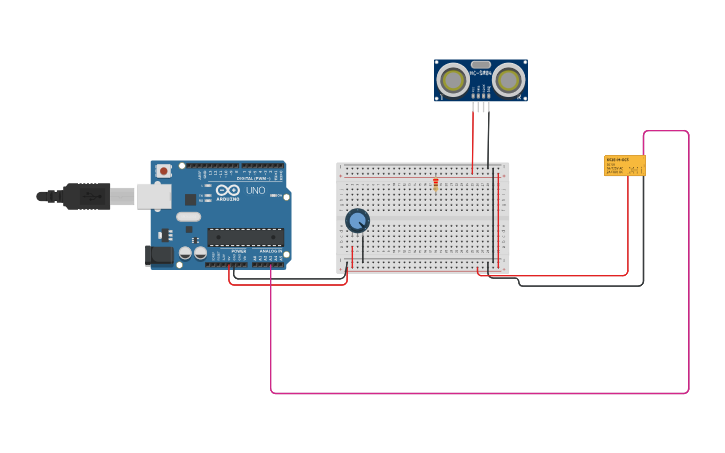 Circuit design Copy of Ultrasonic sensor + LCD - Tinkercad Circuit design Copy of Ultrasonic sensor + LCD - Tinkercad