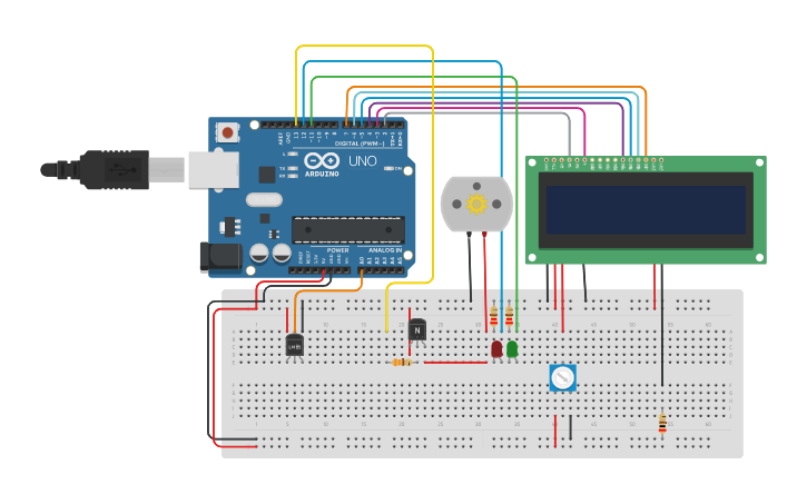 Circuit design Copy of Temperature sensor with DC motor and LCD 16x2 ...