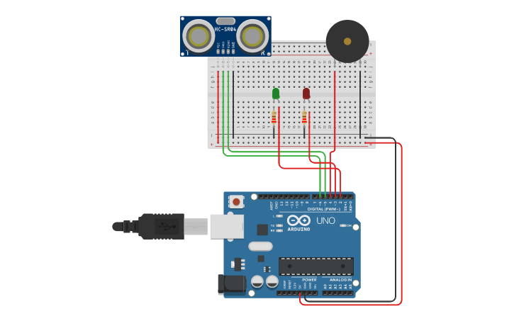 Circuit design Distance Measuring Using Arduino UNO and Ultrasonic ...