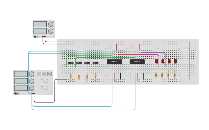 Circuit design Shift Register(PIPO) - Tinkercad Circuit design Shift Register(PIPO) - Tinkercad