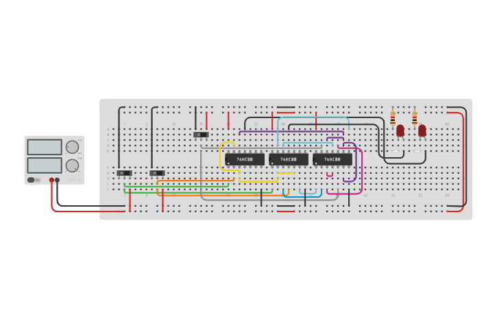 Circuit design FULL ADDER USING NAND GATE - Tinkercad