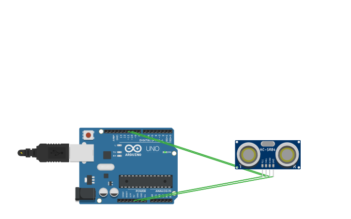 Circuit Design Measure Distance By Ultra Sonic Sensor Tinkercad
