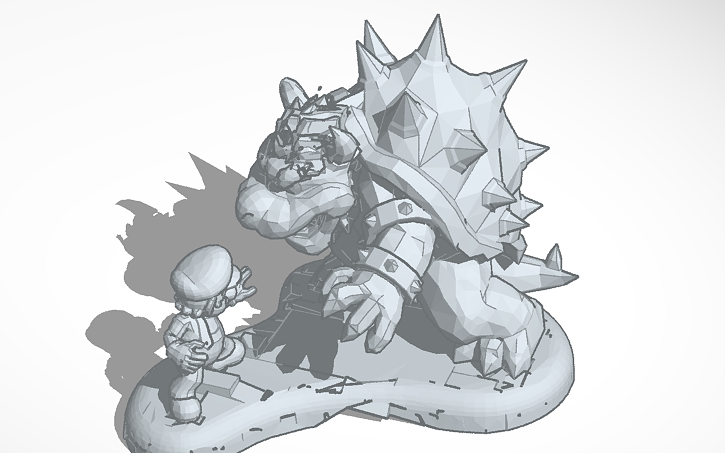 3D design Statue of Mario and Bowser - Tinkercad
