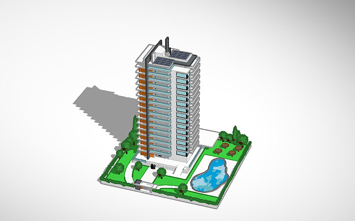 3D design Modern building - Tinkercad
