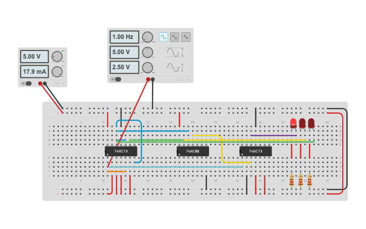Circuit Design 3 Bit Synchronous Counter With Range Of 0 7 Tinkercad