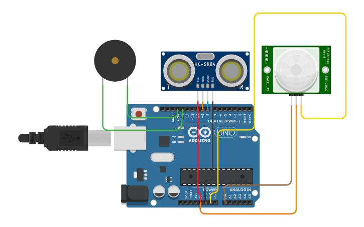 Circuit design TOUCHLESS DOORBELL - Tinkercad