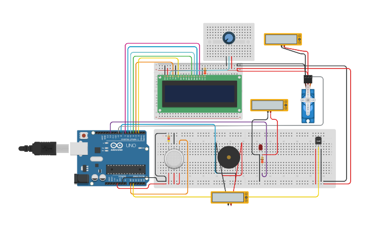 Circuit design fire alarm - Tinkercad