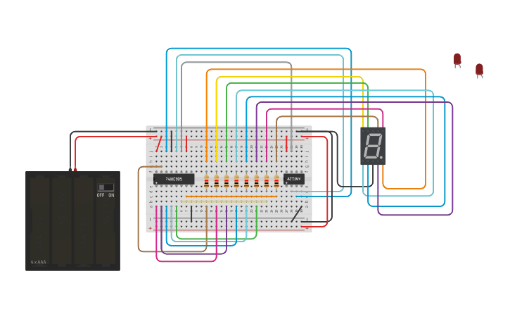 Circuit design Copy of 7 segments ATTiny - Tinkercad