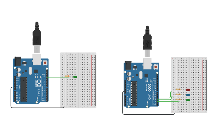 Circuit design IINF-CP2AF - PRUEBA 1/2: Salidas digitales en Arduino - Tinkercad