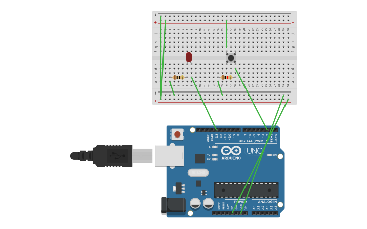 Circuit design Digital input with a pushbutton - Tinkercad