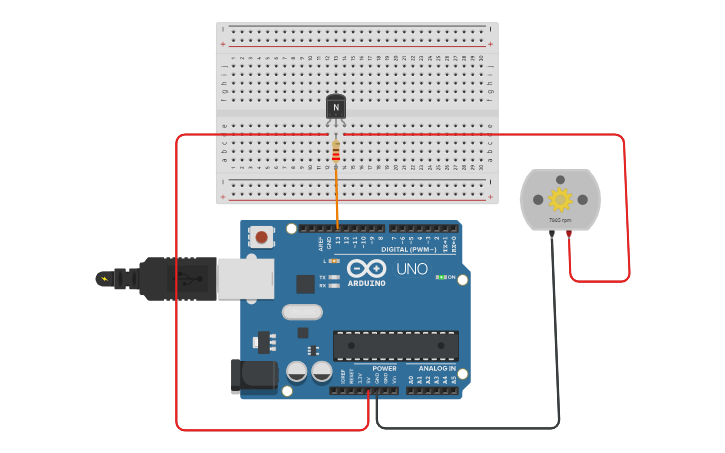 Circuit design DC-motor | Tinkercad