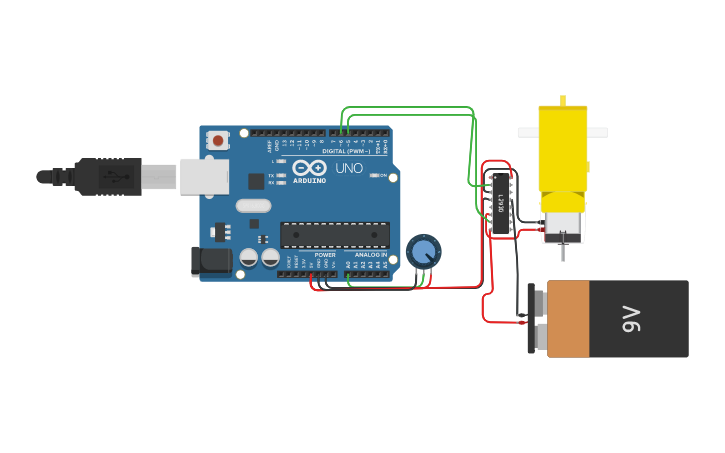Circuit design Motor speed control project - Tinkercad