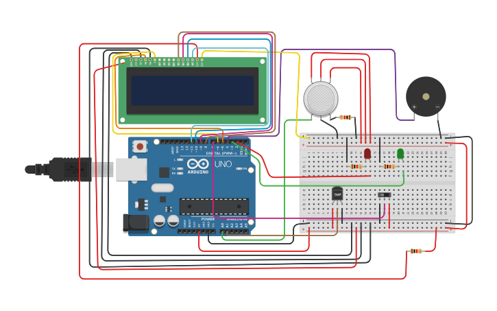 Circuit design fire alarm (final project) - Tinkercad