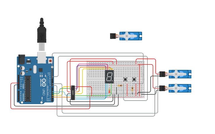 Circuit design Display a 7 segmenti - Tinkercad