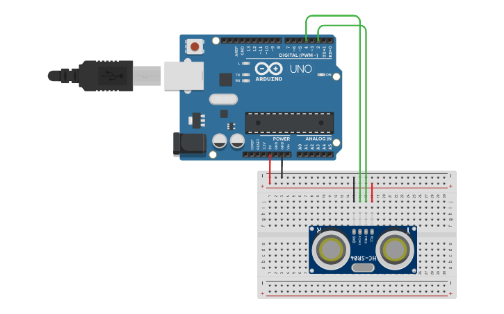 Circuit design Ultrasonic Sensor | Tinkercad
