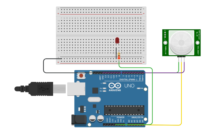 Circuit Design Sensor Pir Tinkercad