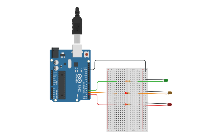 Circuit design arduino traffic light - Tinkercad