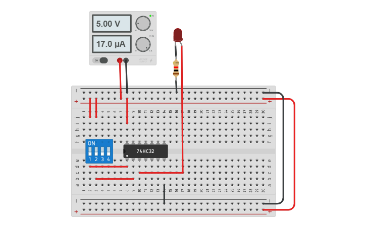 Circuit design OR gate - Tinkercad