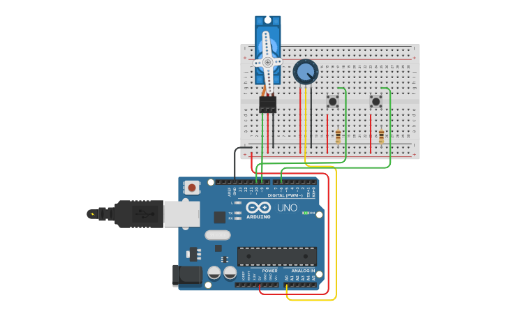 Circuit design Servo Motor - Tinkercad