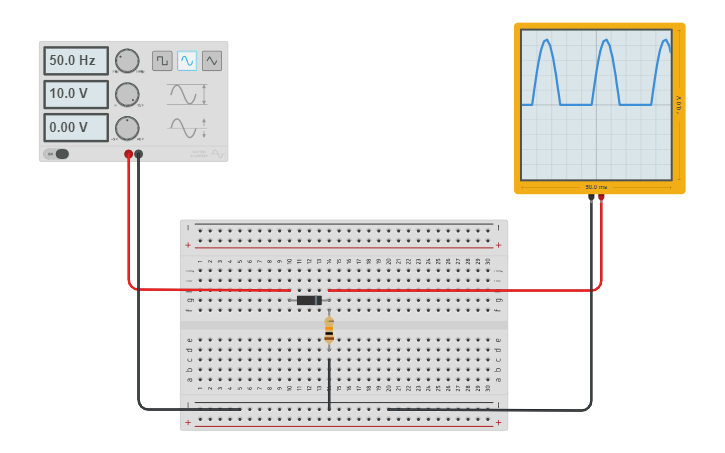 Circuit design Half Wave Rectifier | Tinkercad