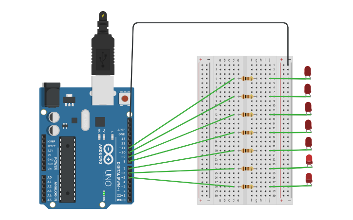 Circuit design LED show - Tinkercad