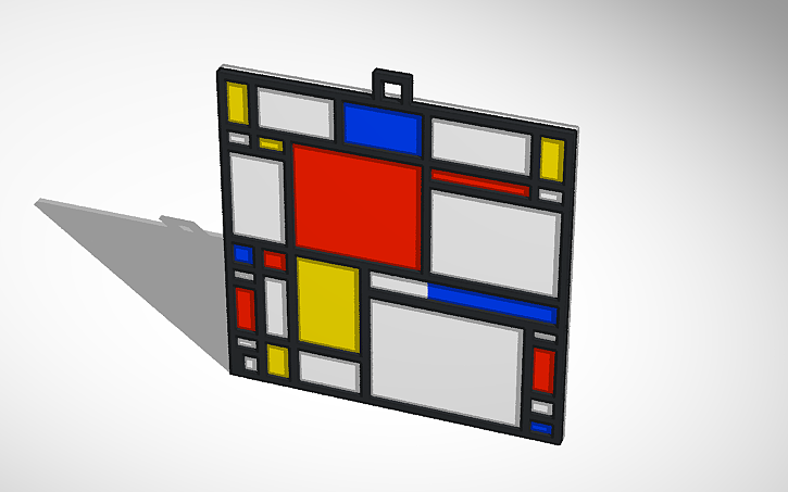 3D design Mondrian Stained Glass Ornament Project - Tinkercad