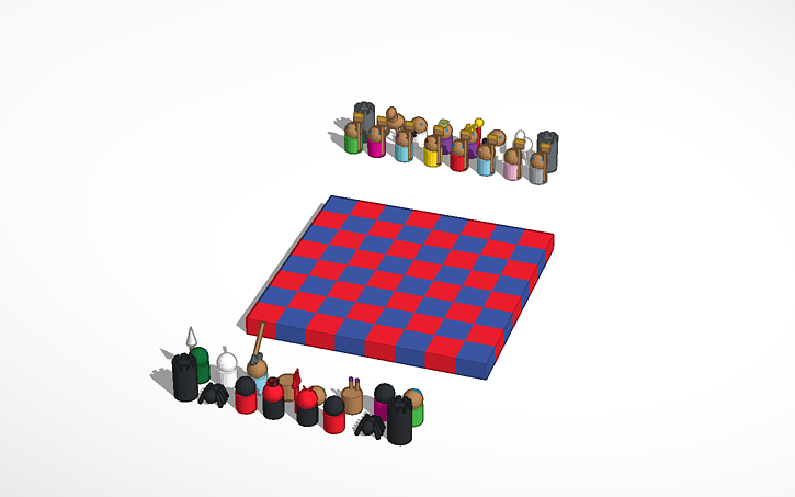 3D design Good versus Evil Chess - Tinkercad