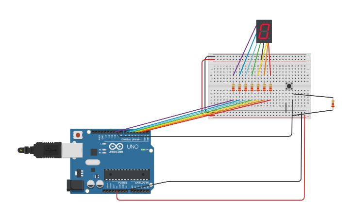 Circuit design 7 segment ardunio - Tinkercad