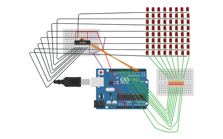 Circuit design Quan led 8x8 - Tinkercad