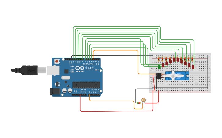 Circuit design CIRCUITO CON SERVO-MOTOR - Tinkercad