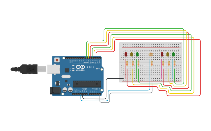 Circuit design Traffic light | Tinkercad