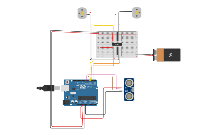 Circuit design Obstacle avoiding bot | Tinkercad