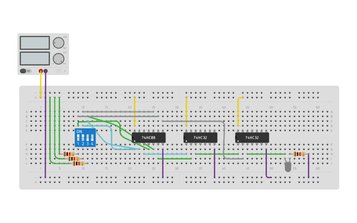 Circuit design majority inputs high - Tinkercad