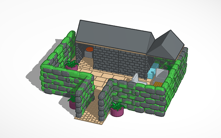 3D design mossy brick home. - Tinkercad