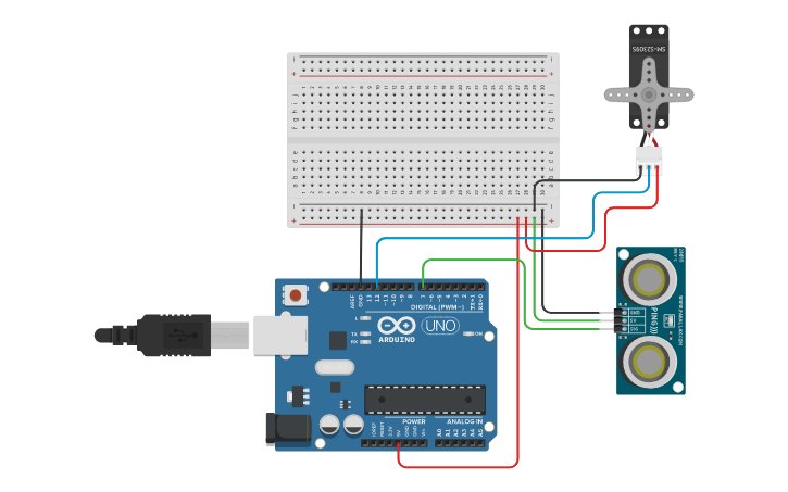 Circuit design Close loop pada servo - Tinkercad
