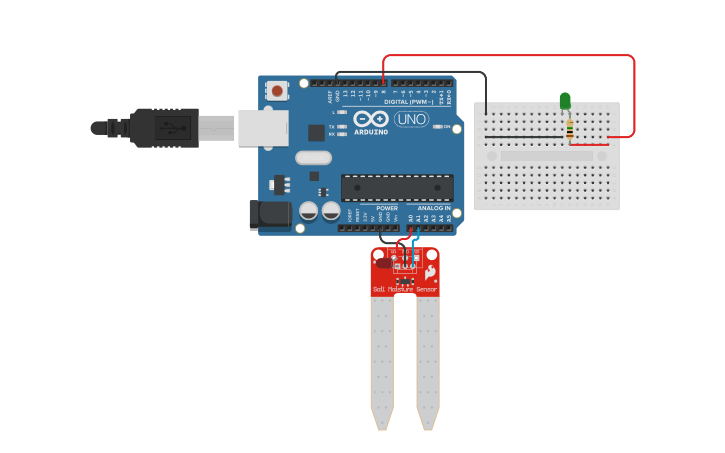 Circuit design Soil moisture sensor - Tinkercad