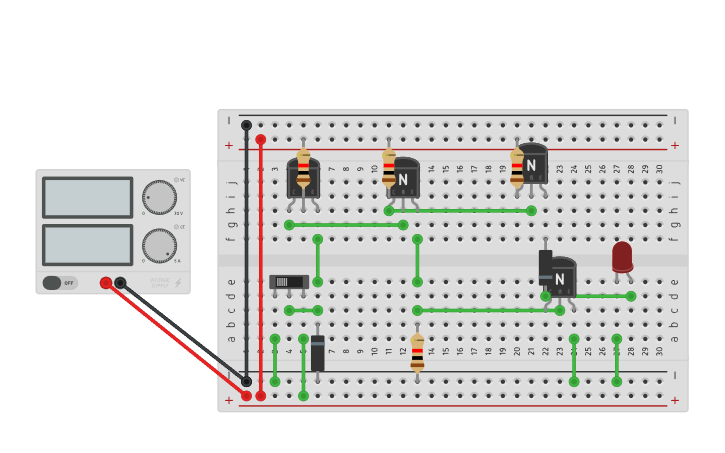Circuit design TTL NOT GATE 803 - Tinkercad