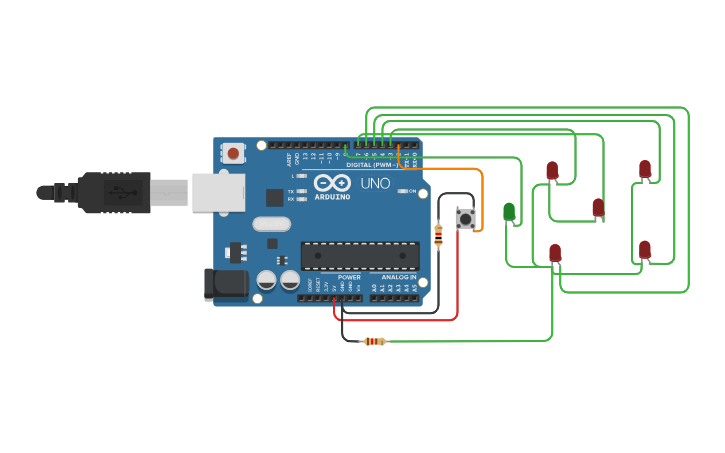 Circuit design Digital Electronic Dice | Tinkercad