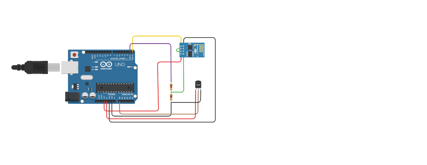 Circuit design WIFI to cloud platform - Tinkercad