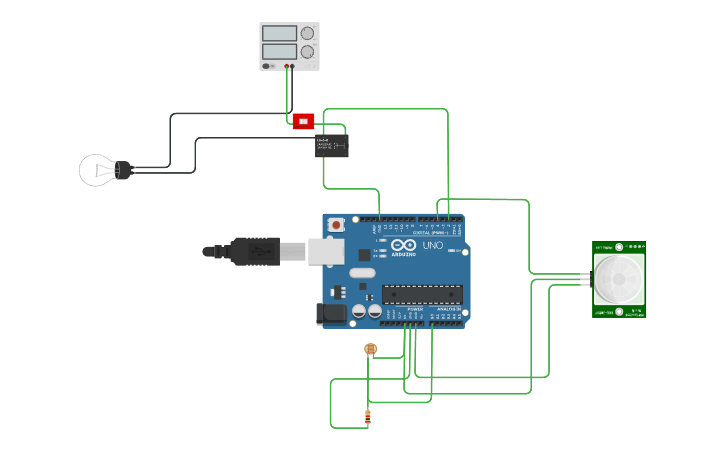 Circuit design Smart Light Management - Tinkercad
