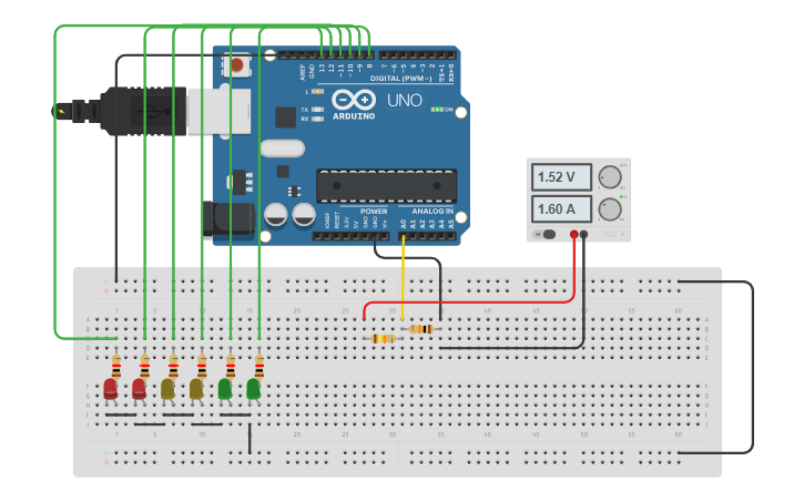 Circuit design Indicador de bateria - Tinkercad