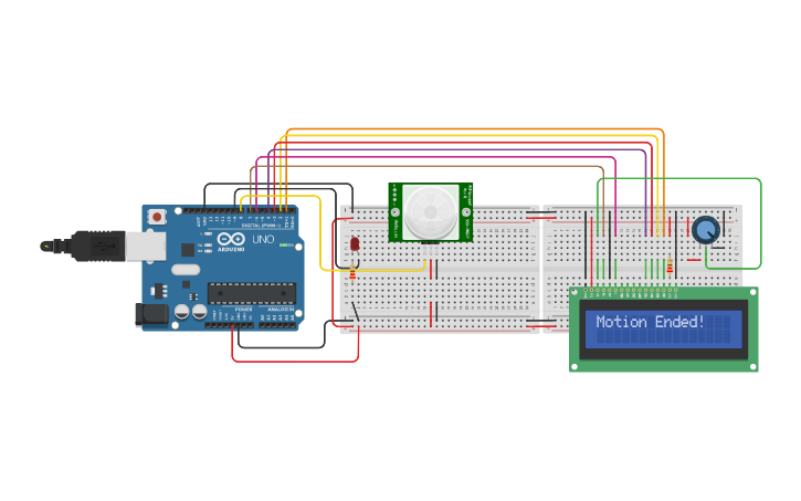 Circuit Design Motion Detection With Lcd Tinkercad