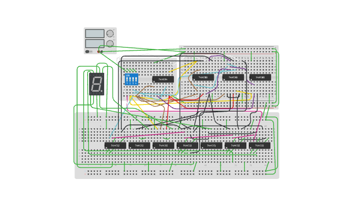 Circuit design 7 bit comparator - Tinkercad