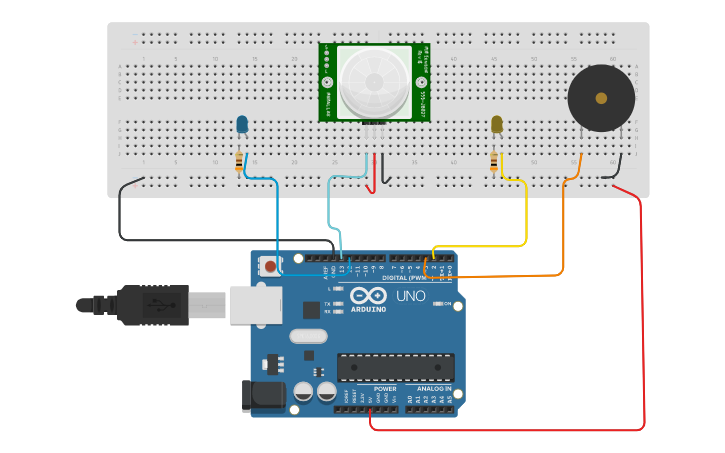 Circuit Design Sensor De Presença Leds Piezzo Tinkercad