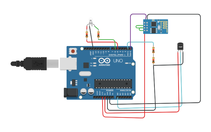 Circuit design Patient Temperature monitoring system - Tinkercad